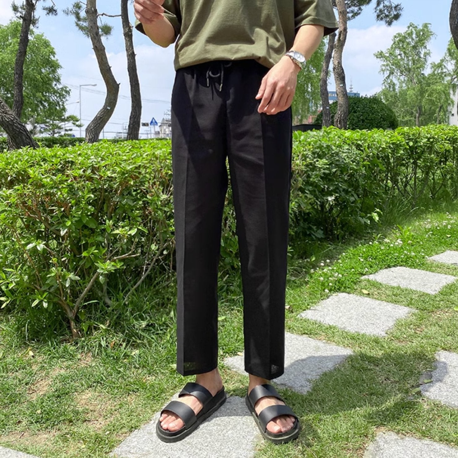 LINEN ANKLE PANTS - Aumori